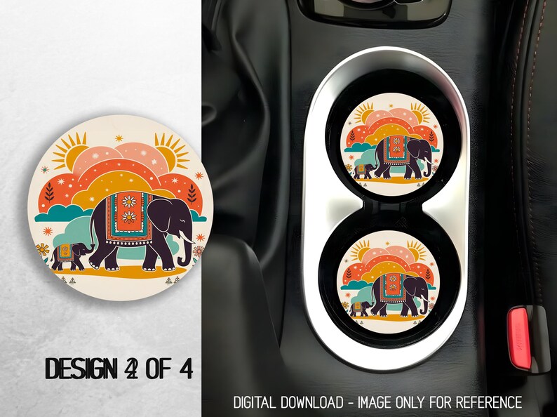 Baby and Mom Elephant Car Coaster PNG Bundle Baby Elephant Car Coaster ...