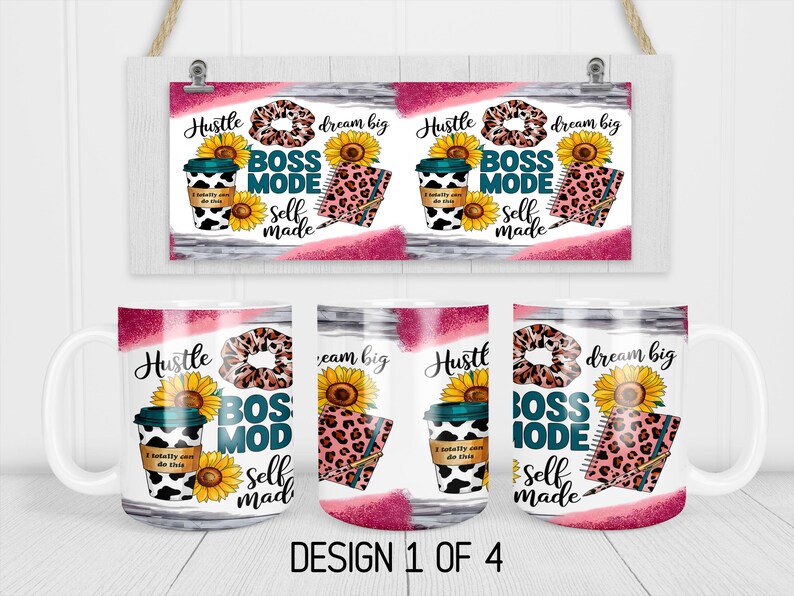 Boss Mode Mug Wrap PNG Bundle Business Owner 15oz Mug Wrap Woman ...