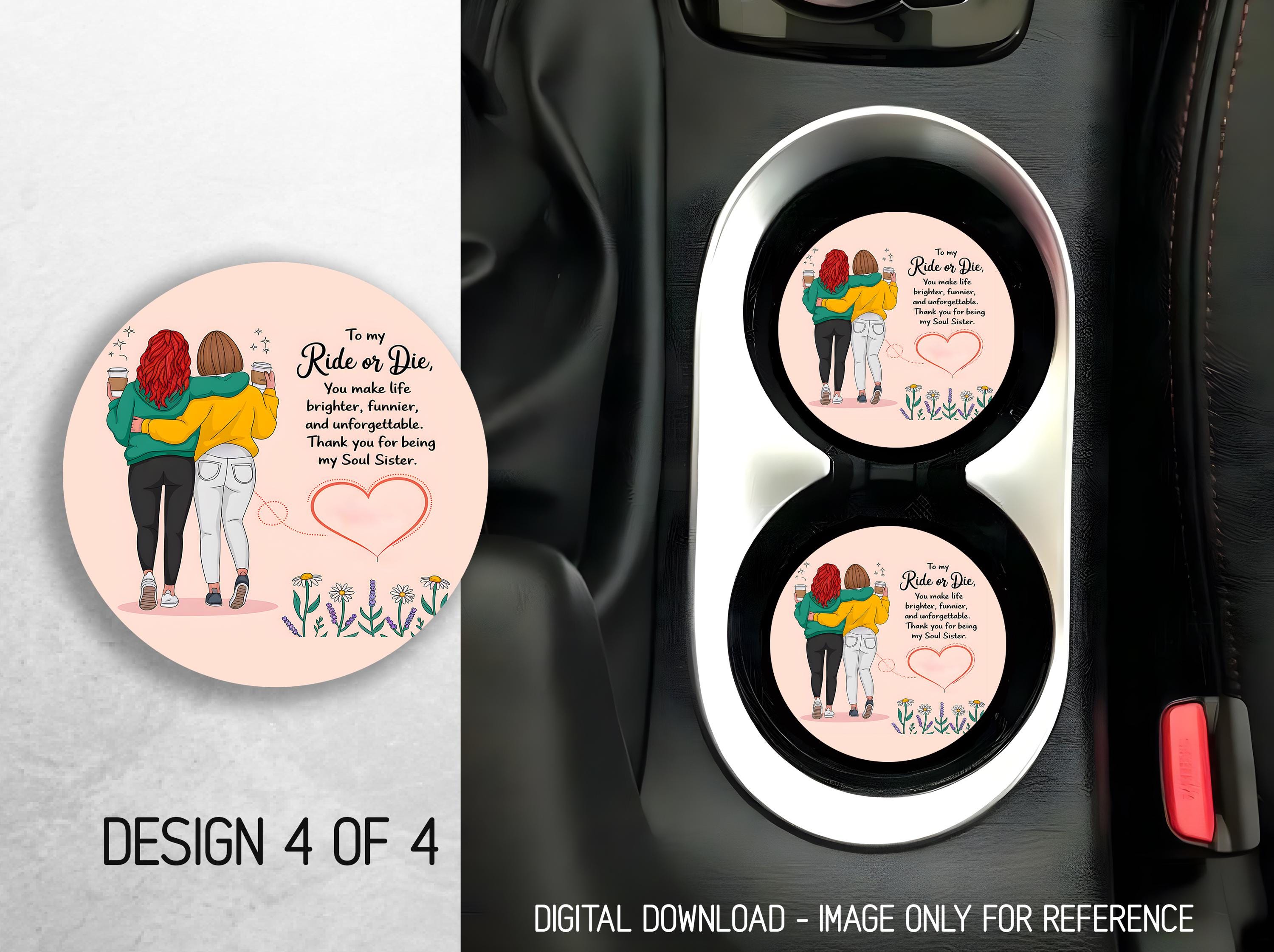 Best Friends Car Coaster PNG Bundle Badass Bestie Car Coaster ...