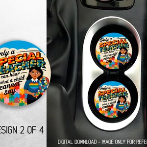 Teacher Autism Car Coaster PNG Bundle Autism Awareness Car Coaster ...