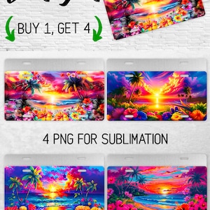 Beach Sunset License Plate PNG Ocean Summer License Plate Design ...