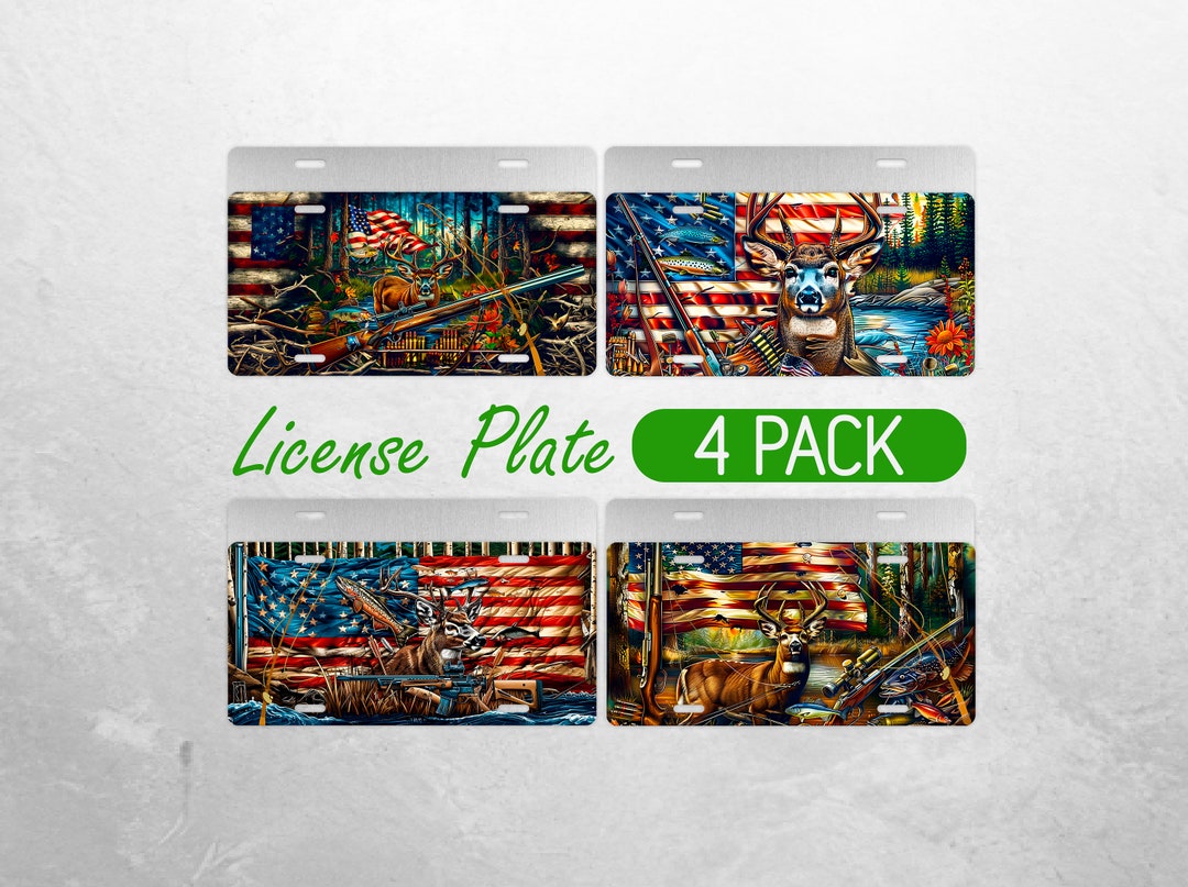 Deer Hunting License Plate PNG American Fishing License Plate Design ...