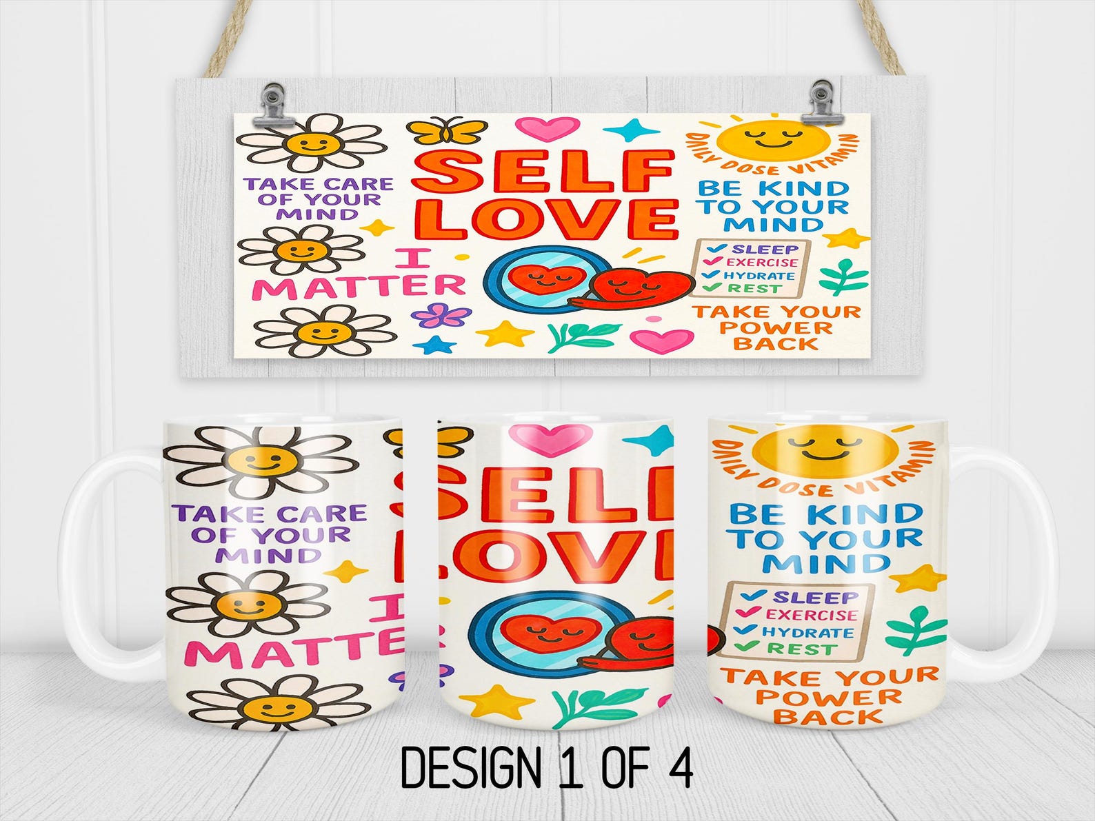 Self Love Mug Wrap Bundle Positive Affirmation Mug PNG Design ...