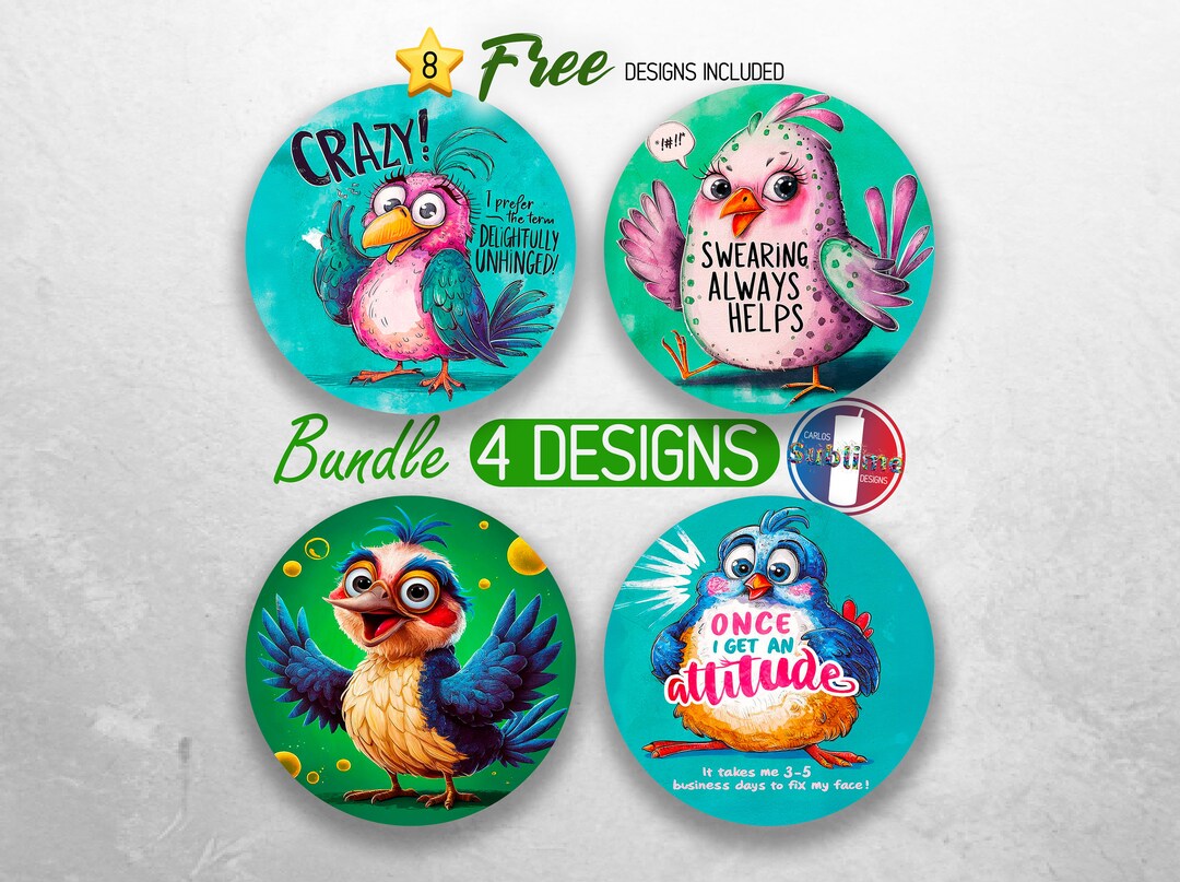 Bird Sarcastic Car Coaster PNG Funny Quote Car Coaster Sublimation ...