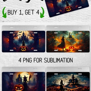 Halloween Haunted House License Plate PNG Spooky Witch License Plate ...