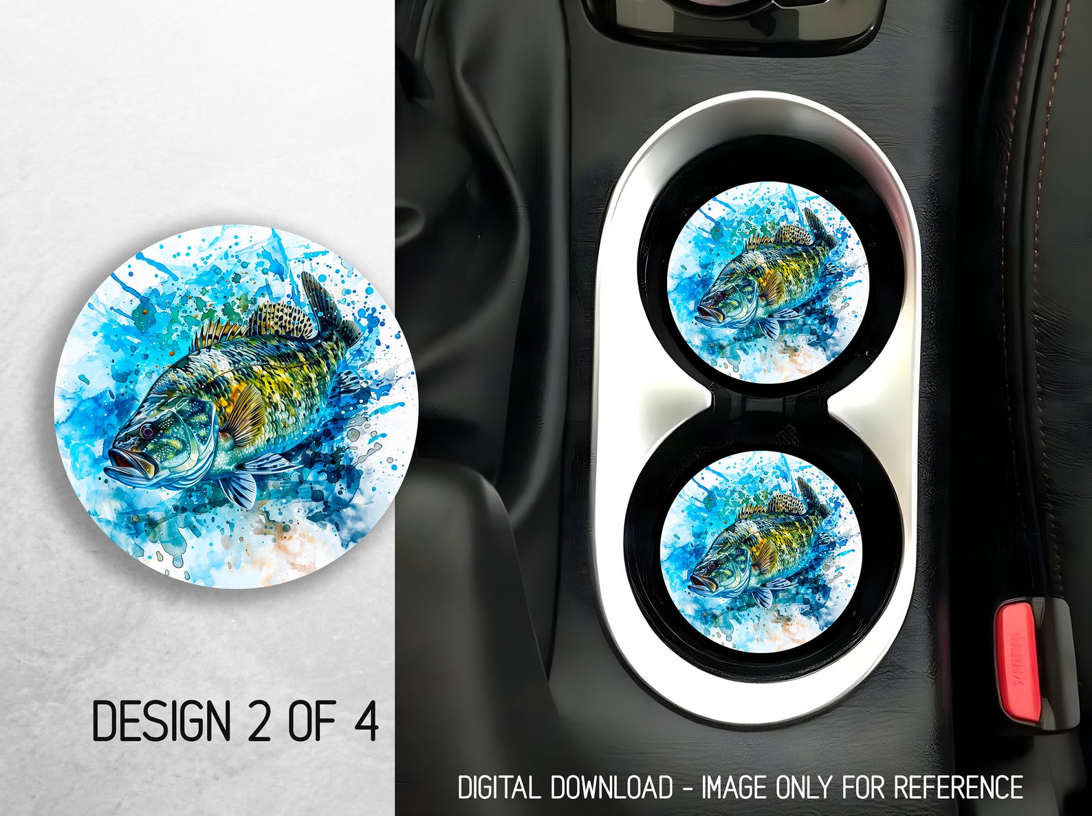 Fishing Life Car Coaster PNG Bass Fish Car Coaster Sublimation Designs ...