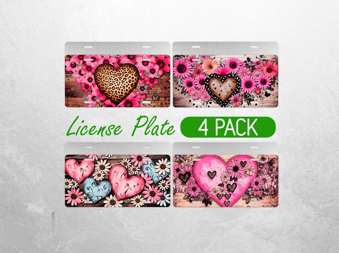 Valentine Day License Plate PNG Western Heart License Plate Design ...