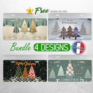 Christmas Tree License Plate PNG Bundle Merry Christmas License Plate ...