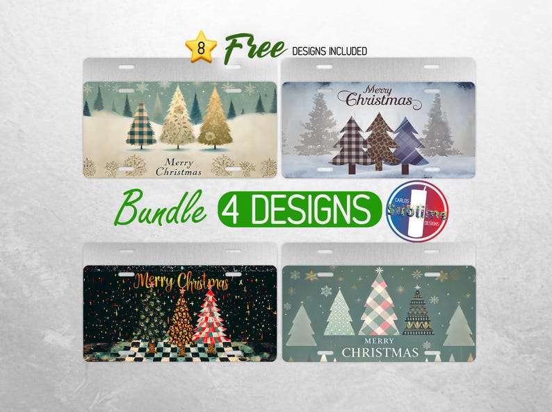 Christmas Tree License Plate PNG Bundle Merry Christmas License Plate ...