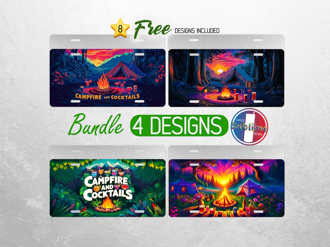 Camper Camping License Plate PNG Campfires and Cocktails License Plate ...