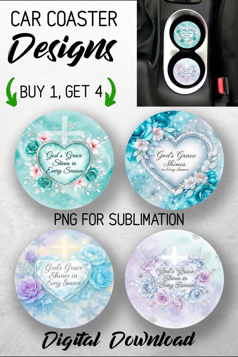 Christian God Car Coaster PNG Bundle Faith Prayer Coaster Sublimation ...