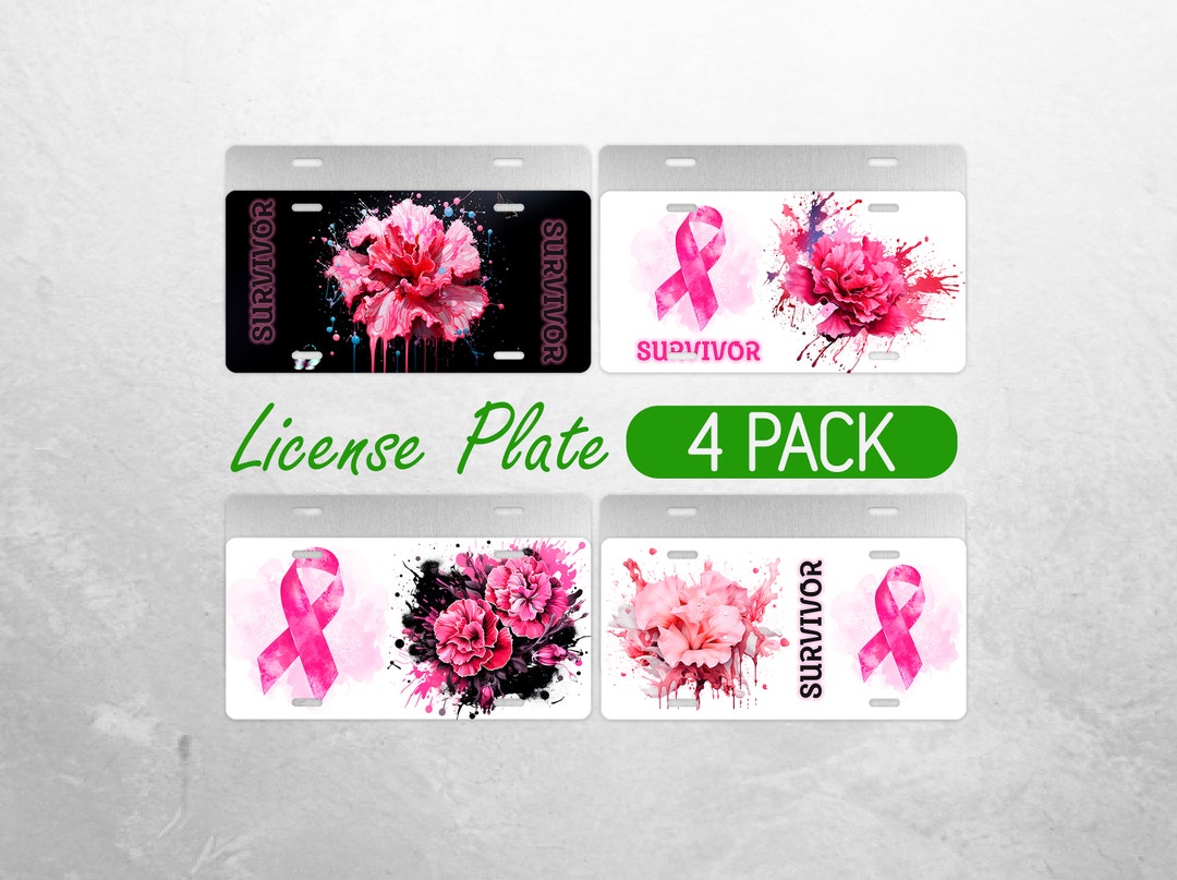 Breast Cancer License Plate PNG Bundle Cancer Awareness License Plate ...
