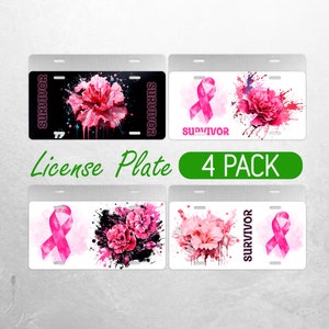 Breast Cancer License Plate PNG Bundle Cancer Awareness License Plate ...