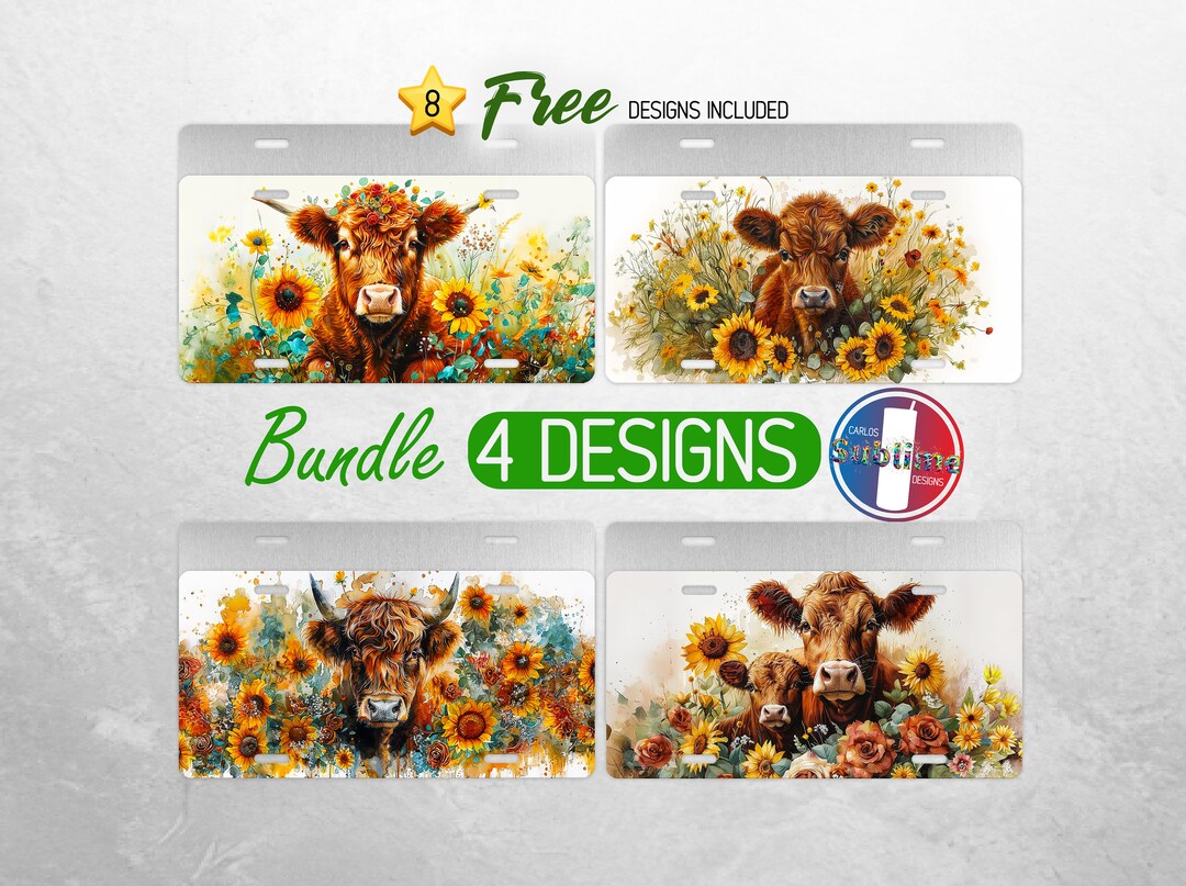 Boho Highland Cow License Plate PNG Baby Highland Cow License Plate ...