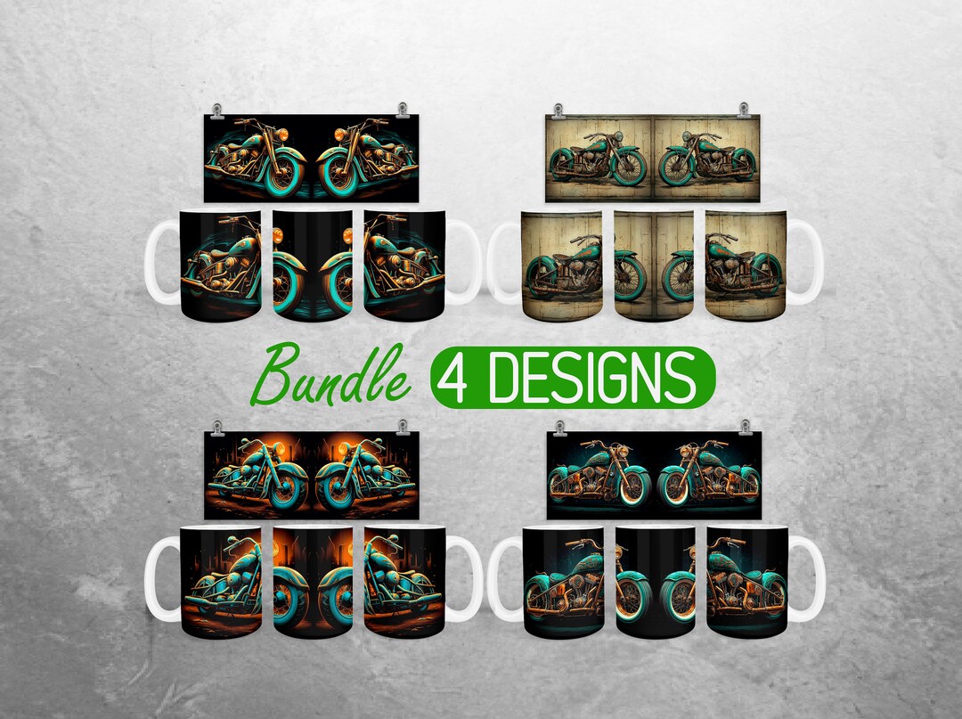 Motorcycle 11oz and 15oz Mug Sublimation Design Vintage Motorcycle Mug ...