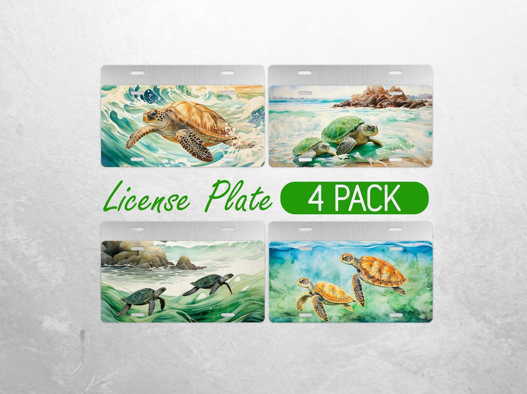 Sea Turtle License Plate PNG Bundle Beach Turtle License Plate Design ...