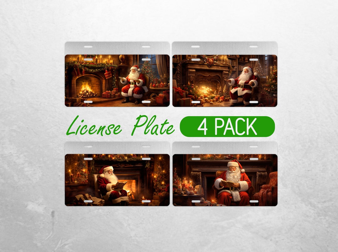 Christmas Santa License Plate PNG Vintage Santa Claus License Plate ...
