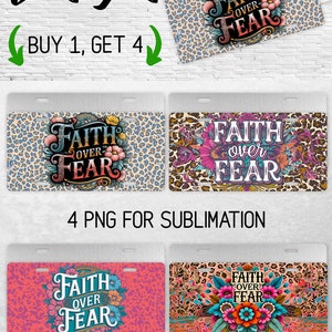 Faith Over Fear License Plate PNG Bundle Christian License Plate Design ...