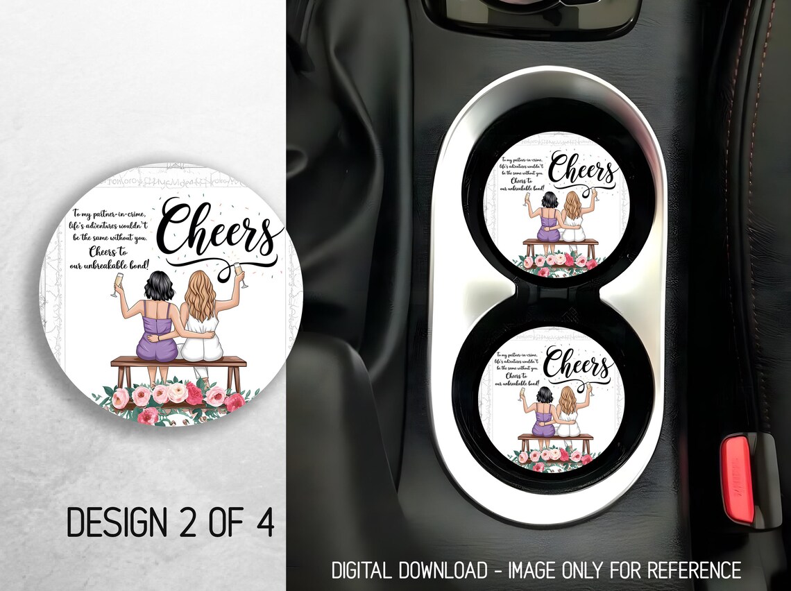 Best Friends Car Coaster PNG Bundle Badass Bestie Car Coaster ...