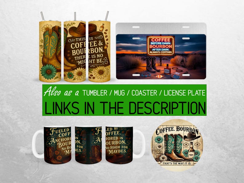 Cowgirl Bourbon License Plate PNG Bundle Might Be Coffee Might Be ...