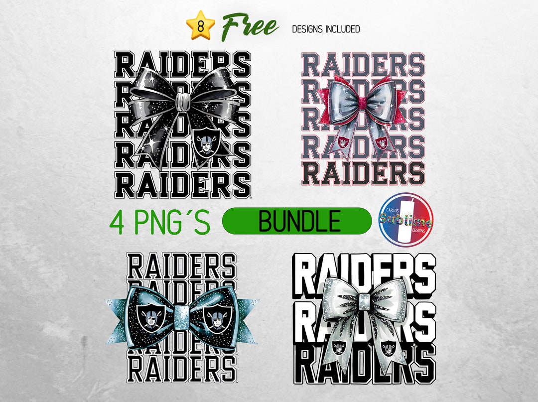 Raiders School Team Mascot Bow Shirt PNG, Black and Silver Team ...
