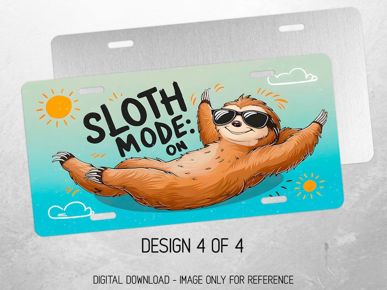Funny Sloth License Plate PNG Sassy Sarcastic License Plate Design ...