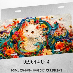 Embroidered Cat License Plate PNG Floral Baby Cat License Plate Design ...