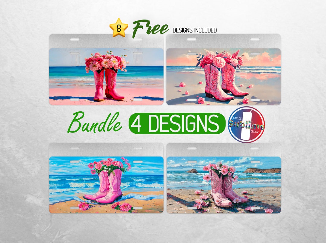 Coastal Cowgirl License Plate PNG Boots Beach License Plate Design ...
