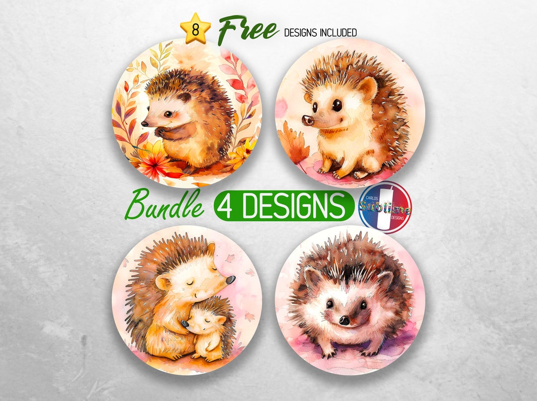 Baby Hedgehog Car Coaster PNG Woodland Animal Car Coaster Sublimation ...