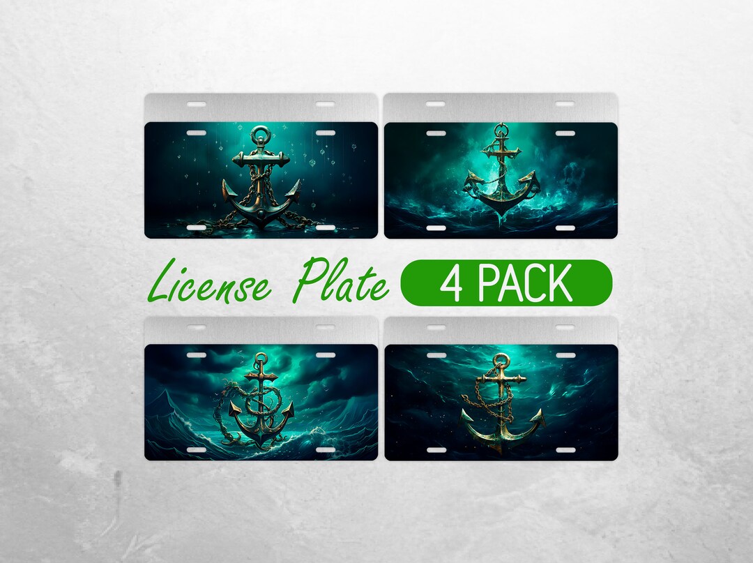 3D Anchor License Plate PNG Bundle Nautical License Plate Design Car ...