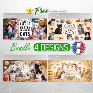 Life is Better With Cats License Plate PNG Bundle Cat Lover License ...