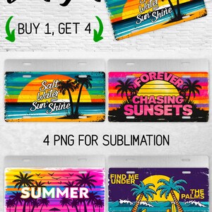 Retro Summer License Plate PNG Sunset Beach License Plate Design Summer ...