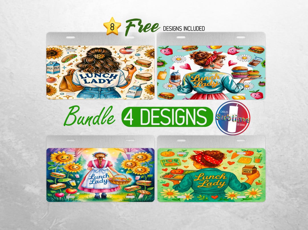 Lunch Lady License Plate PNG Bundle School Lunch Squad License Plate ...