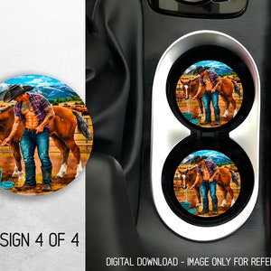 Western Car Coaster PNG Country Cowboy Car Coaster Sublimation Designs ...