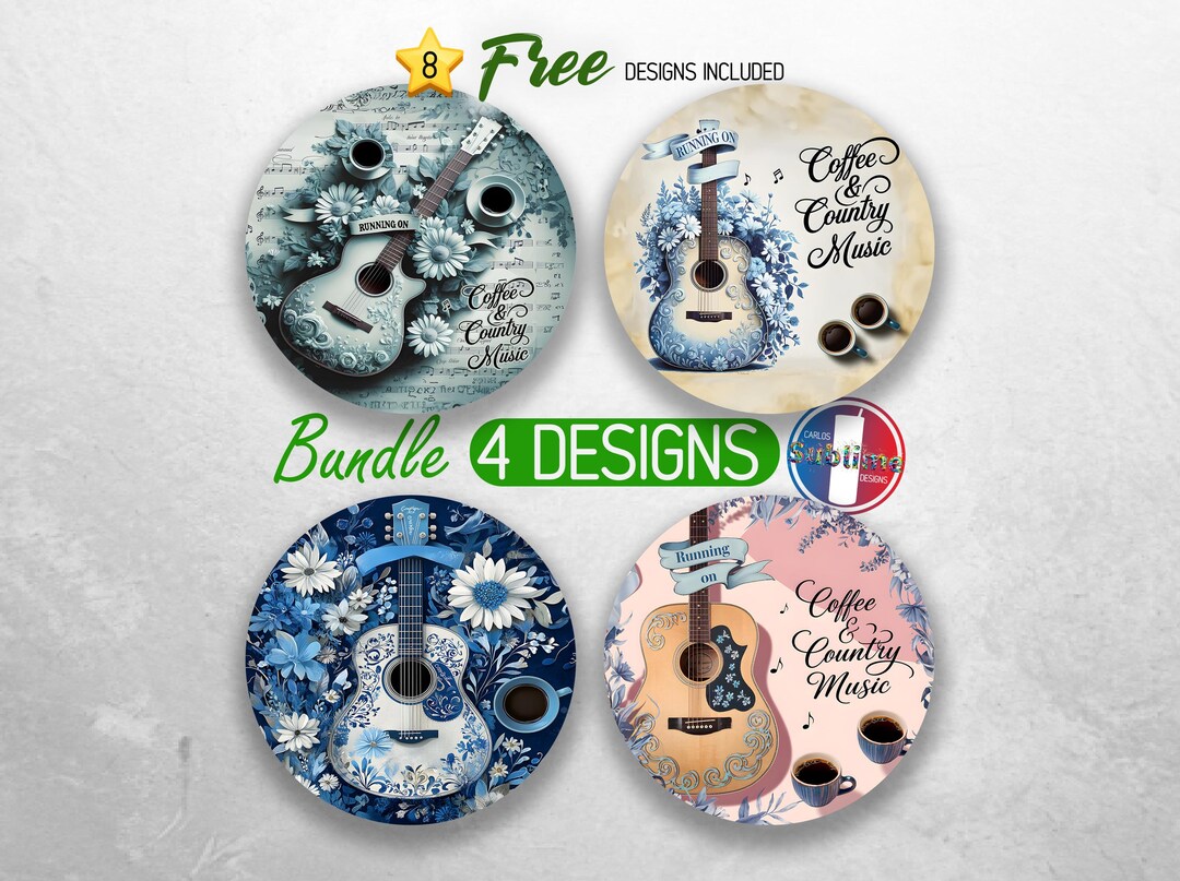 Country Music Car Coaster PNG Bundle Coffee Country Girl Car Coaster ...
