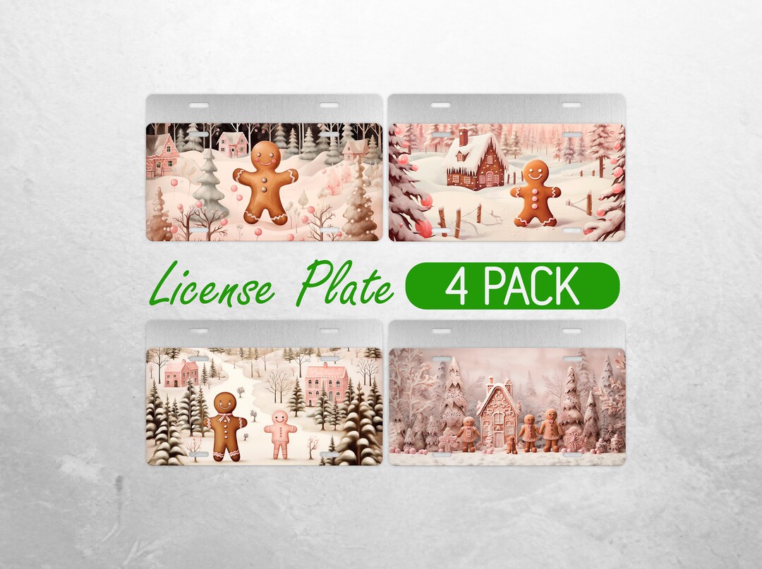 Christmas License Plate PNG Bundle Gingerbread License Plate Design Car ...