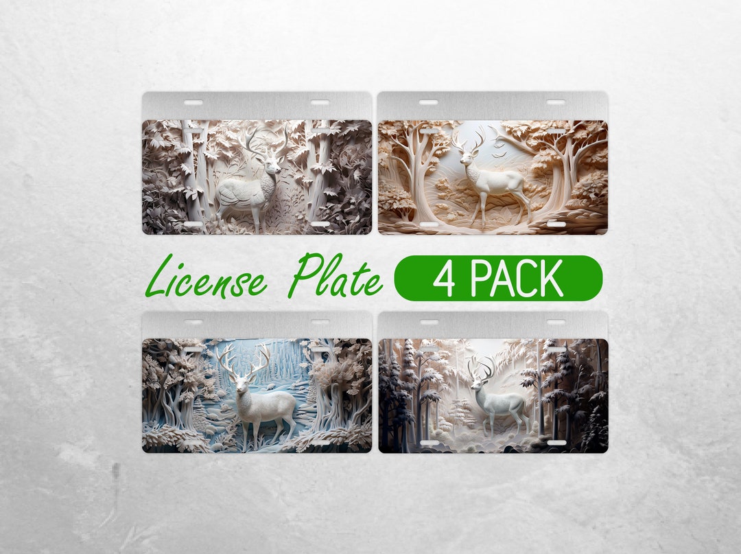 3D Deer License Plate PNG Bundle Hunting Deer License Plate Design ...