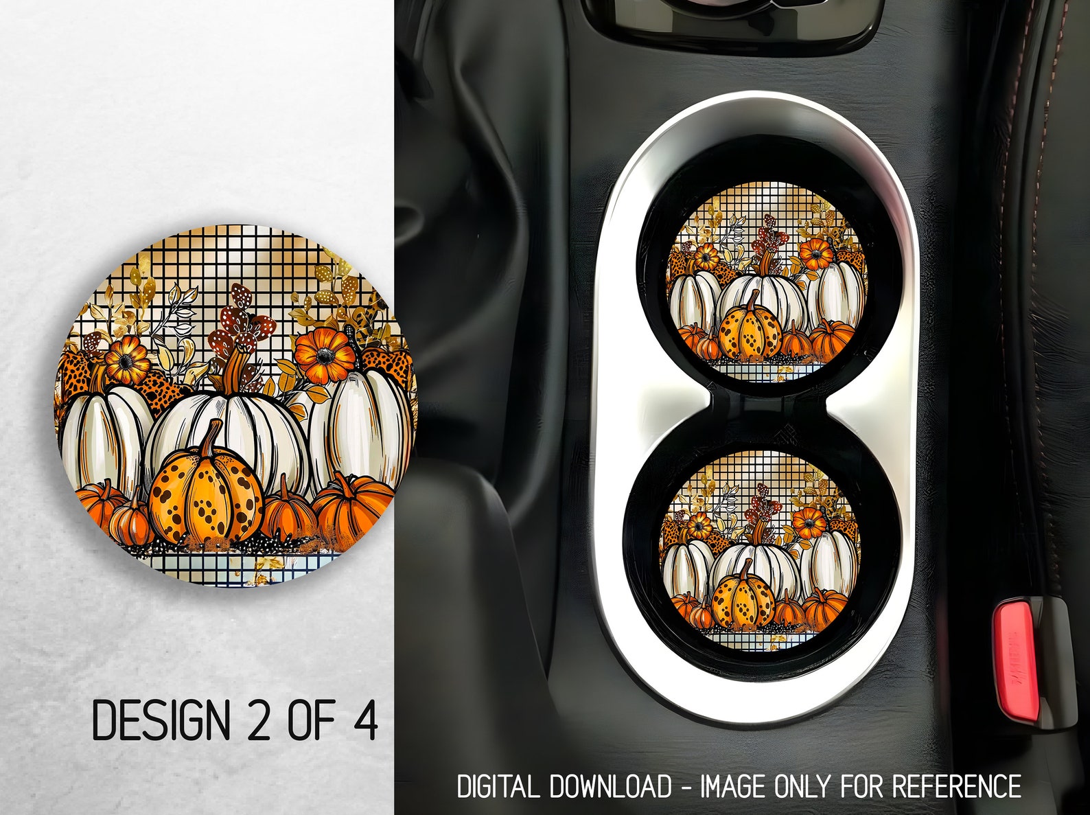 Fall Pumpkin Car Coaster PNG Bundle Sunflower Fall Coaster Png ...