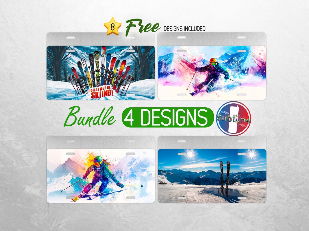 Downhill Skiing License Plate PNG Snow Ski License Plate Design Winter ...