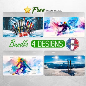 Downhill Skiing License Plate PNG Snow Ski License Plate Design Winter ...