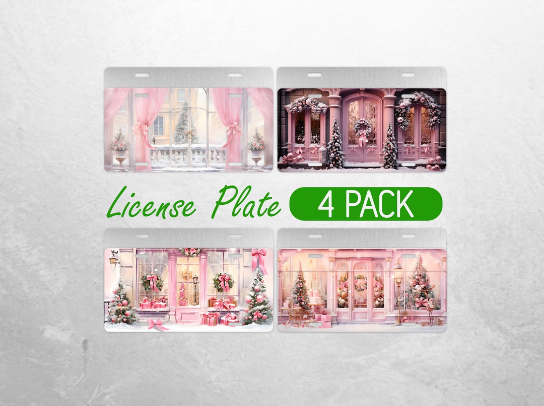 Pink Christmas License Plate PNG Bundle Window Christmas Tree License ...