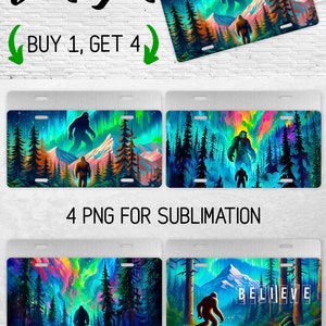 Bigfoot License Plate PNG Yeti Northern Lights License Plate Design ...