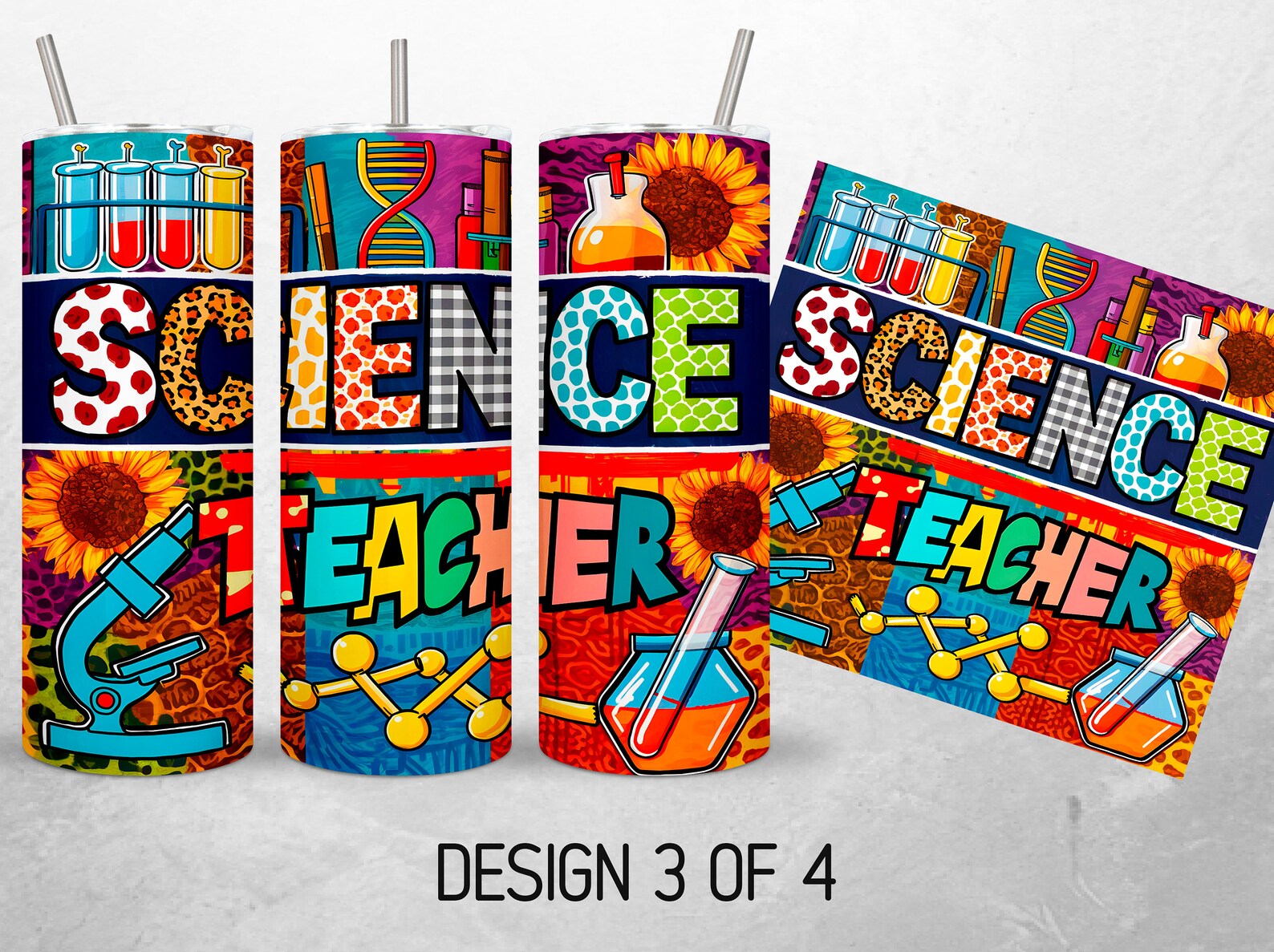 Seamless Science Teacher Tumbler Wrap Bundle Chalkboard Science Tumbler ...