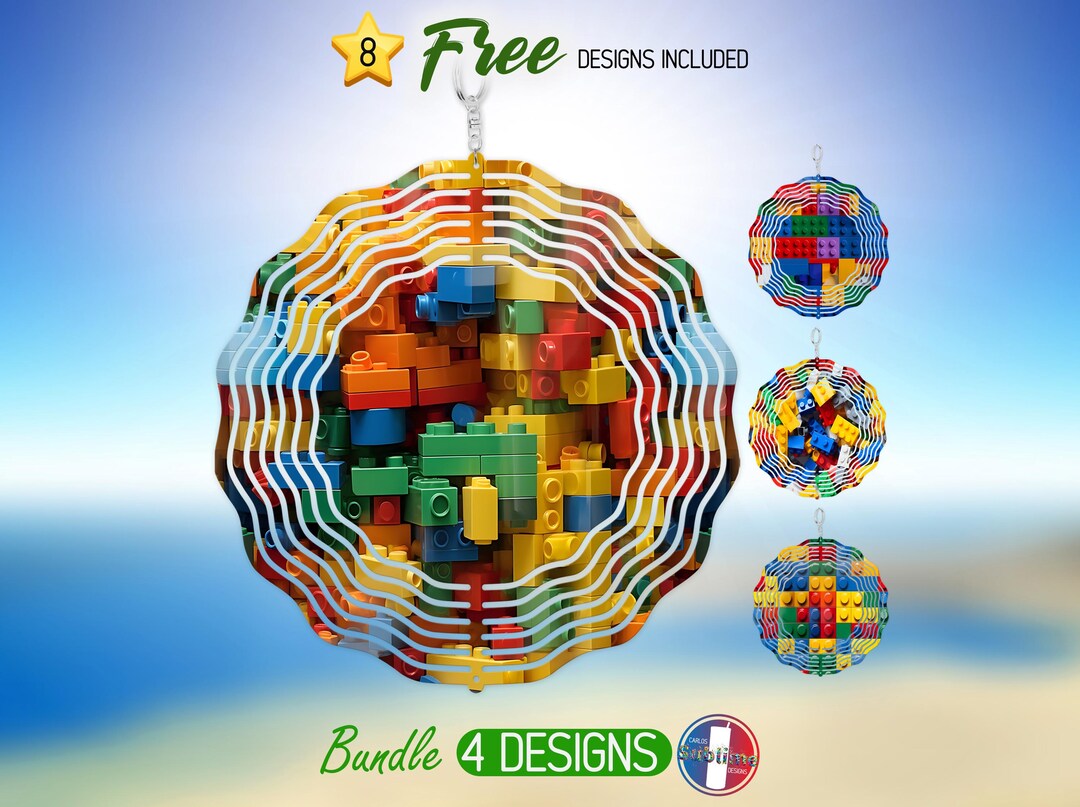 Building Blocks Wind Spinner PNG Design Bundle Colorful Kids Toys ...