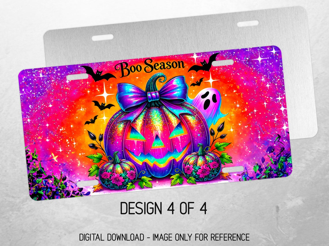 Boo Season License Plate PNG Pink Halloween License Plate Design ...