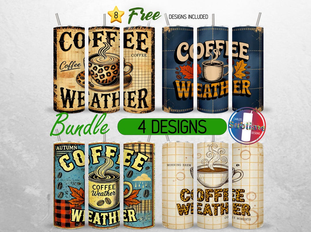 Coffee Weather Tumbler Wrap 20oz Bundle Leopard Print Coffee Lover ...