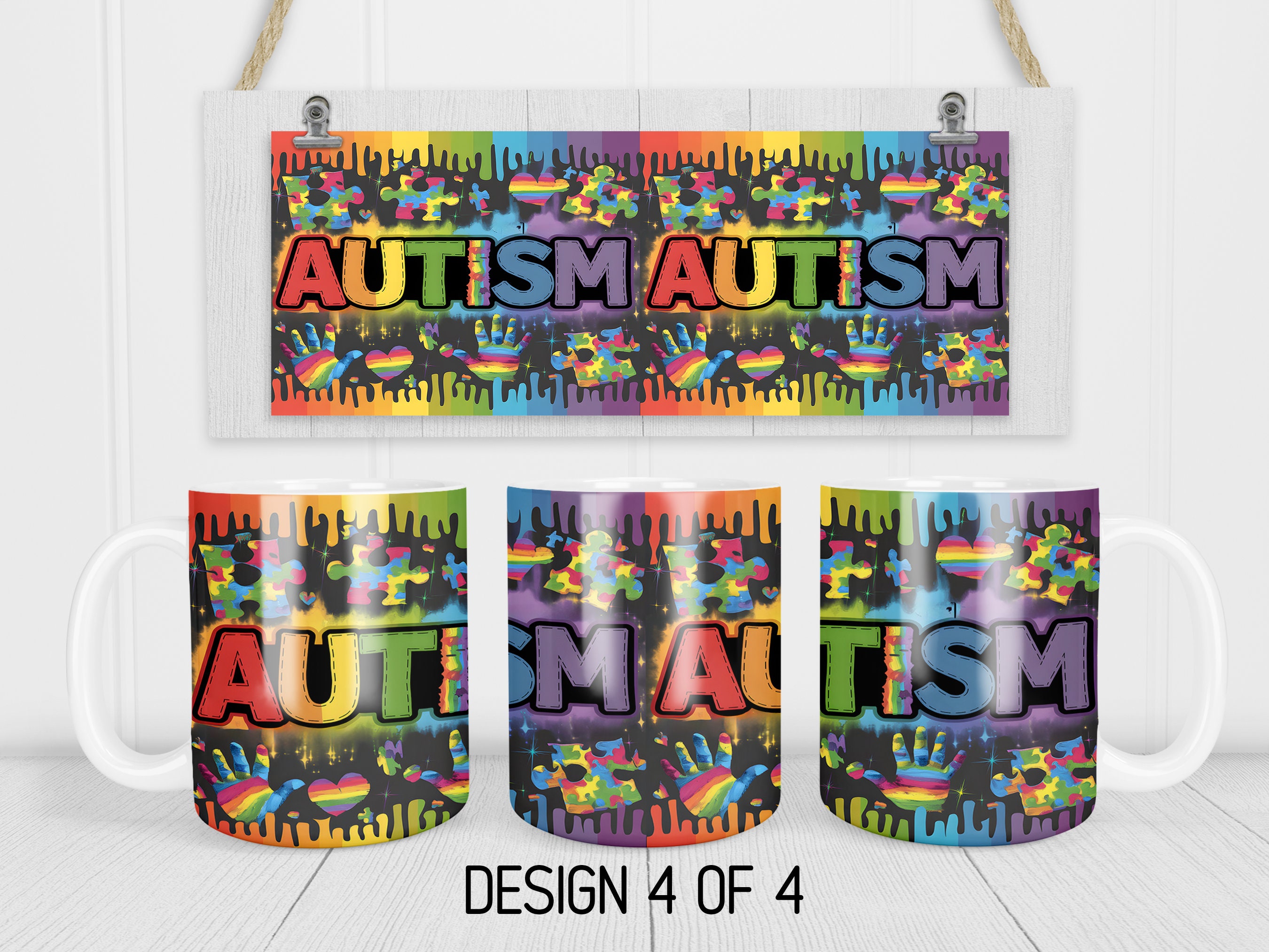 Autism Mug Wrap PNG Bundle Autism Awareness 15oz Mug Wrap Proud Autism ...