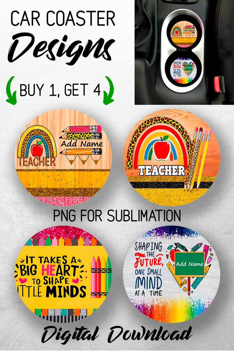 School Teacher Car Coaster PNG Personalized Teacher Car Coaster ...