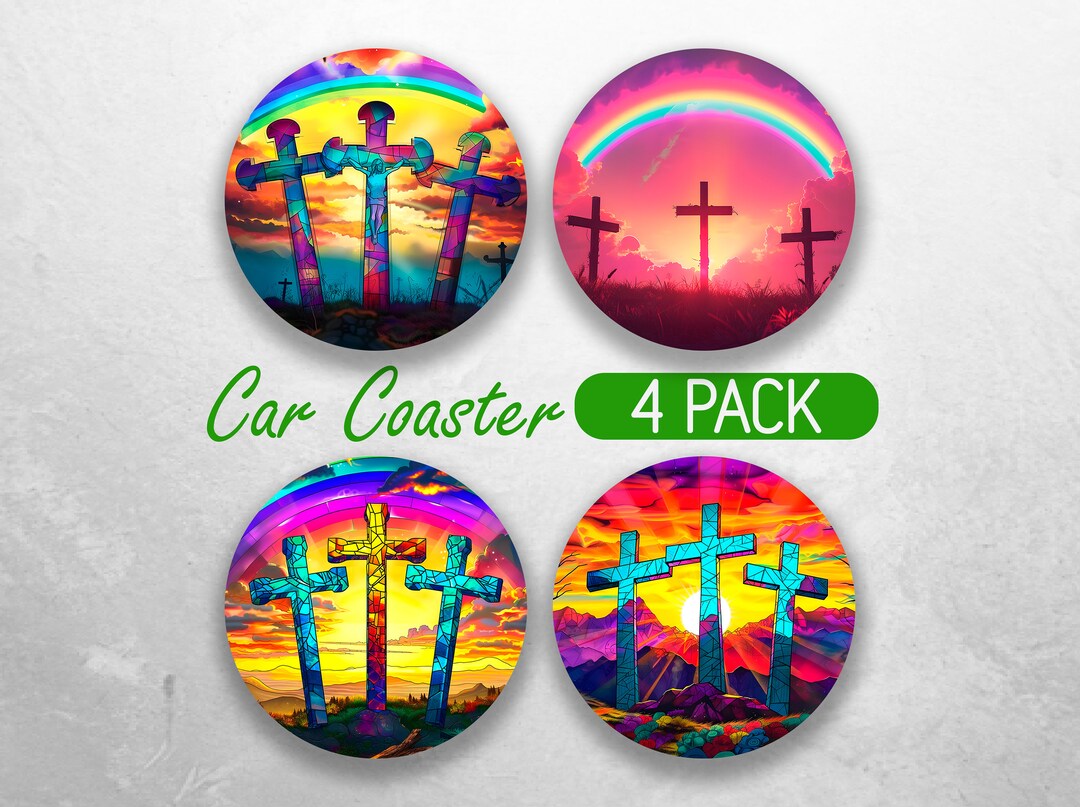 Religious Christian Car Coaster PNG Cross Faith Car Coaster Sublimation ...