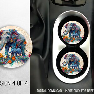 Embroidered Elephant Car Coaster PNG Floral Baby Elephant Car Coaster ...
